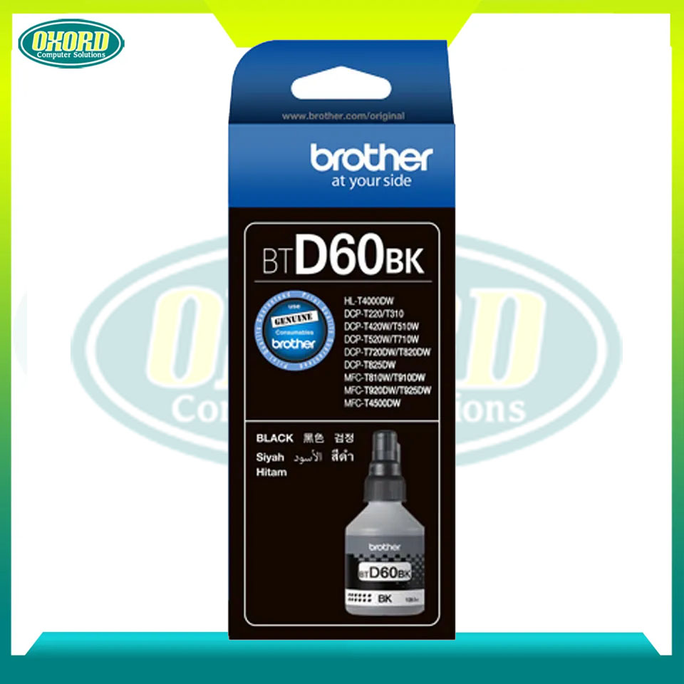 Brother BTD60BK Black Genuine Authentic Ultra High Yield Black Ink Bottle for Ink Tank Printers ...