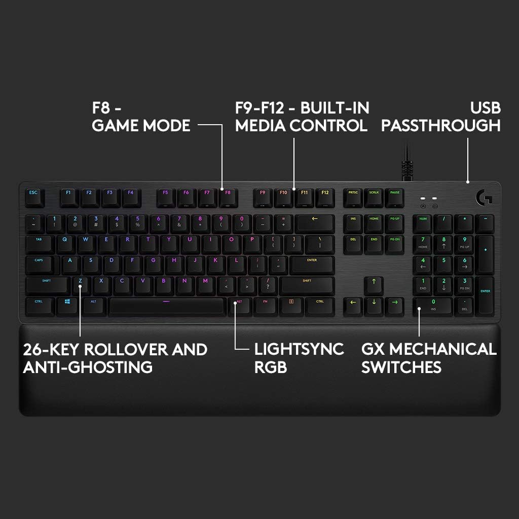 Logitech G513 CARBON LIGHTSYNC RGB Mechanical Gaming Keyboard with GX ...