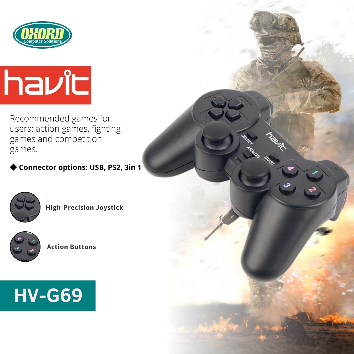 Havit HV-G69 GAMEPAD VIBRATION USB 2.0 – OXORD » OXORD Computer Solutions
