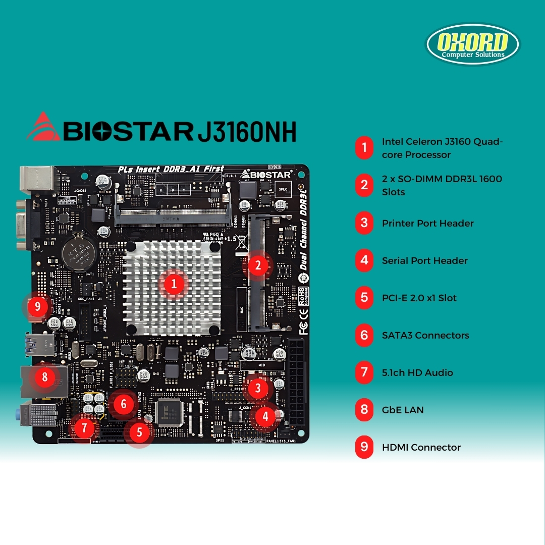 Biostar J3160NH Motherboard Intel Quad-Core 2.24G OXORD » OXORD ...