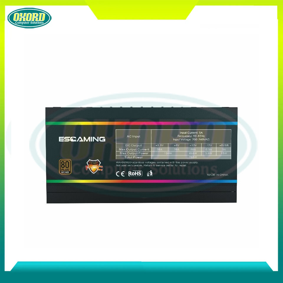 ESGAMING ES-750W TRUE RATED PSU 80+ Plus Bronze – OXORD » OXORD ...